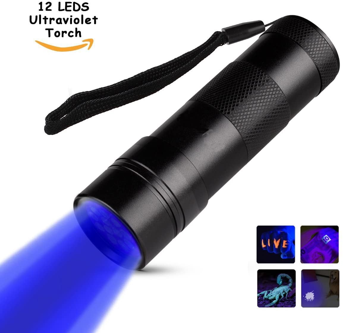 Black Light UV Flashlight,Blacklight 12 LED Urine Detector For Dog/Cat ...
