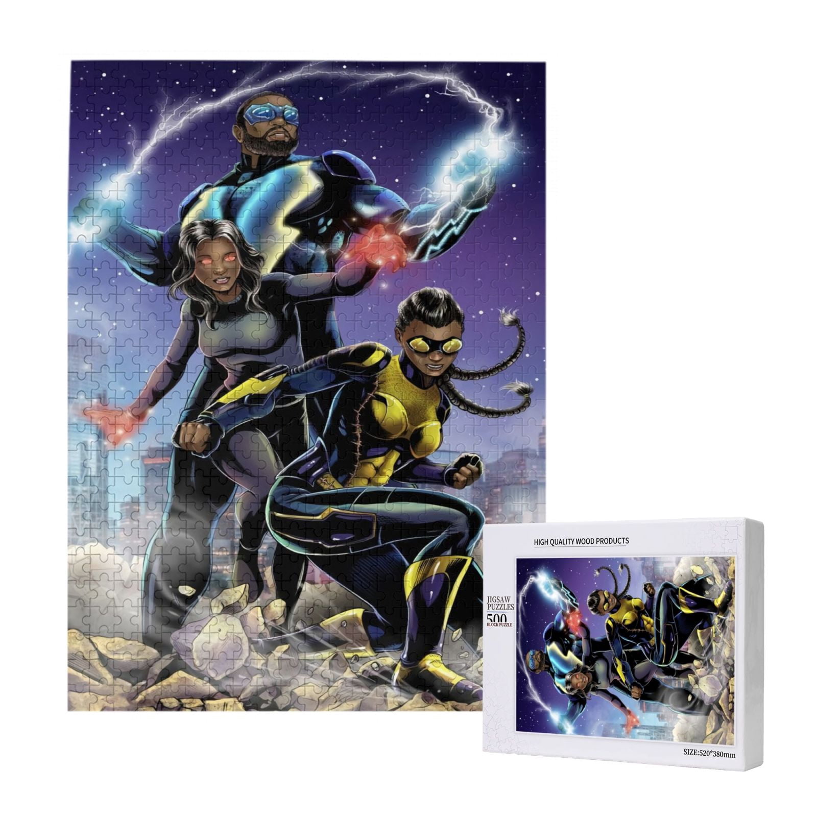 Black Lightning 1000 Piece Jigsaw Puzzle for Kids Adults, Colorful ...