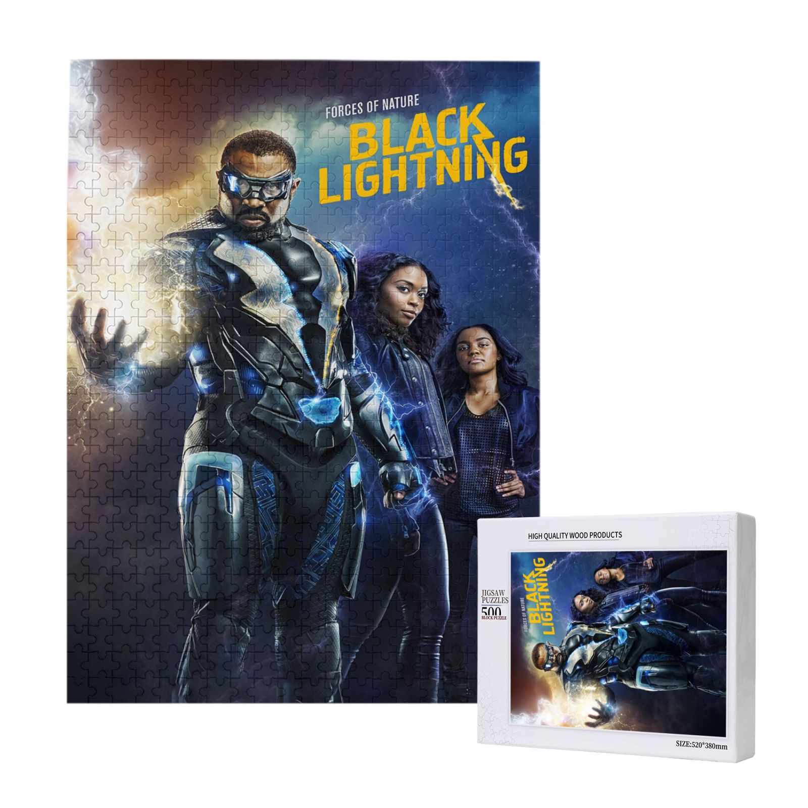 Black Lightning 500 Piece Jigsaw Puzzle for Kids Adults, Colorful ...