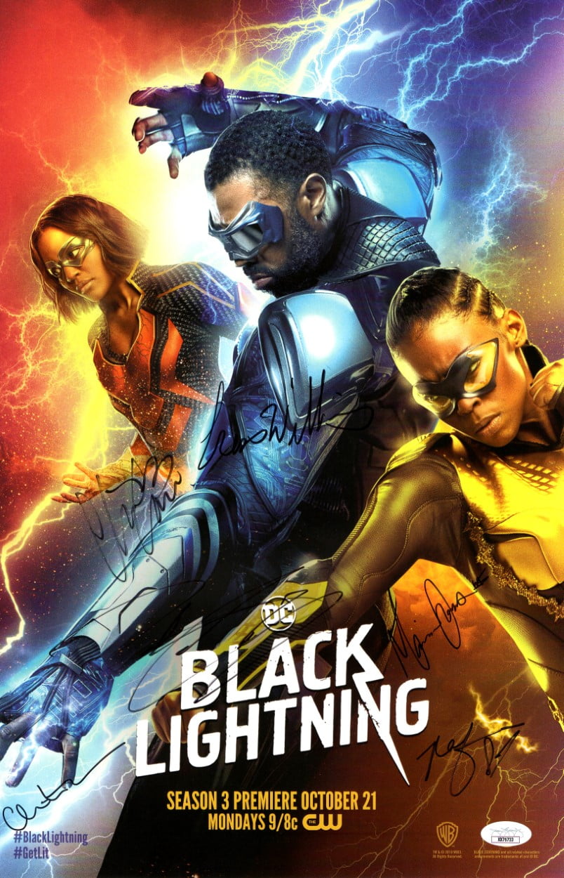 Black Lightning Cast Autographed 11X17 Poster Williams Jone III +4 JSA ...
