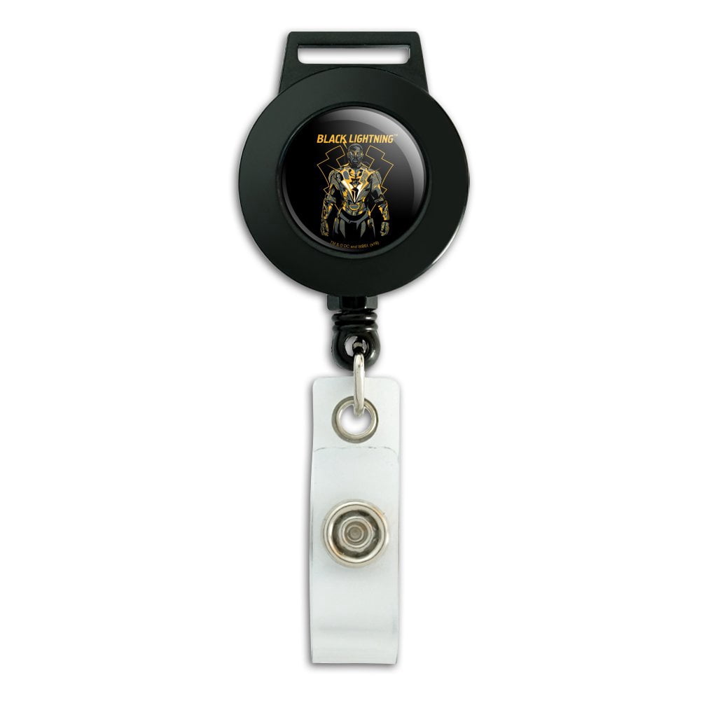 Black Lightning Graphic Lanyard Retractable Reel Badge ID Card Holder ...