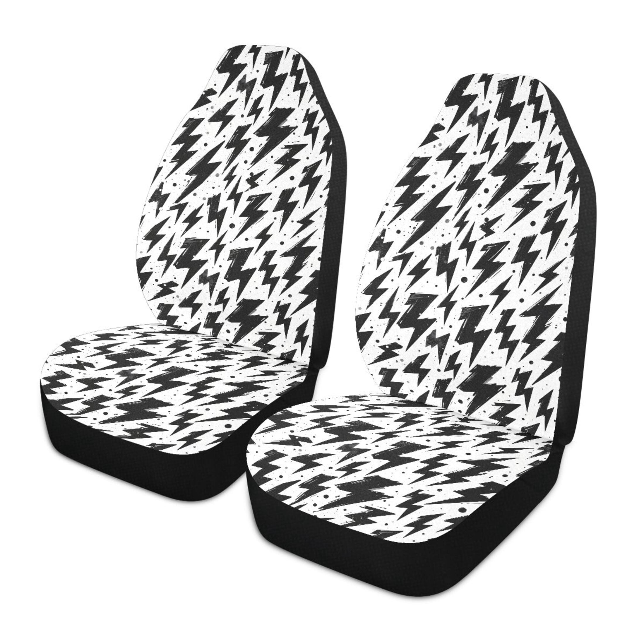 Black Lightning Pattern Car Seat Covers Front Seats Universal Fit for ...