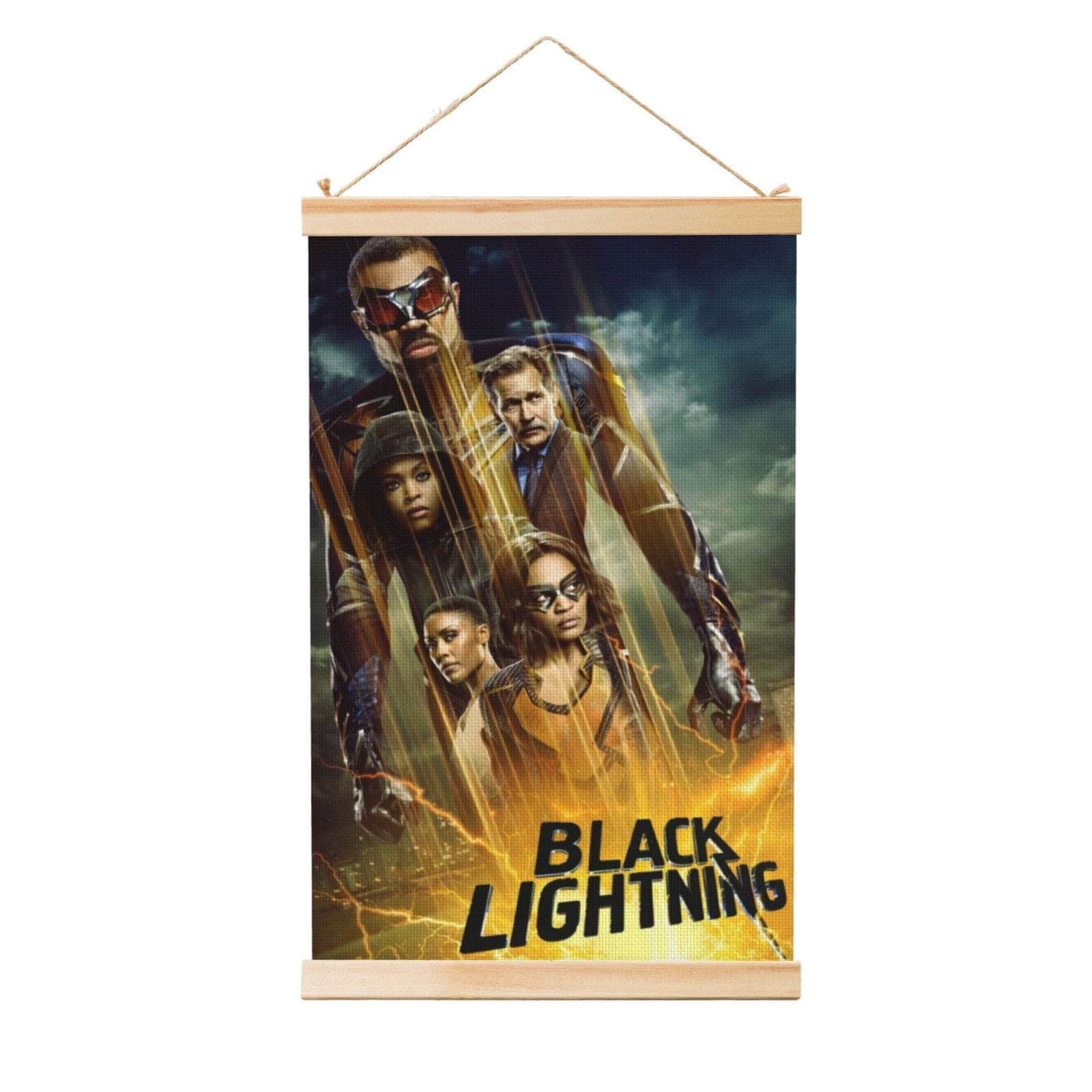 Black Lightning Posters Wall Hanging Wooden Shaft Poster Wall Art ...