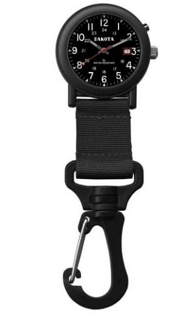 Black Lightweight Clip Watch with Military Dial and EL Backlight ...