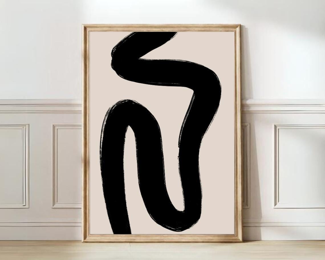 Black Line Print Modern Gallery Abstract Print Bold Print Minimalist ...