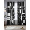 Black Linear Grid Sheer Curtains 84 inches Long, Modern Abstract ...