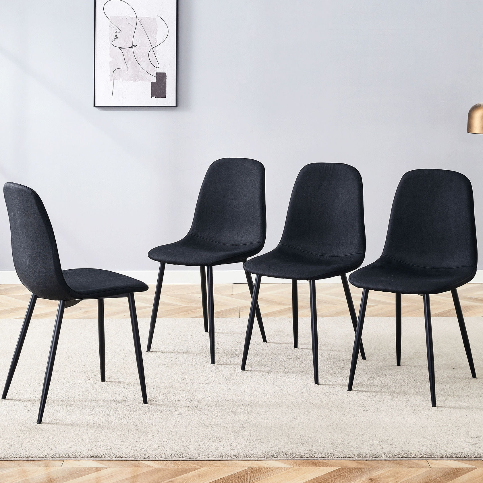 Black Linen-Cotton Chairs with Cross Structure Reinforcement / Improve ...