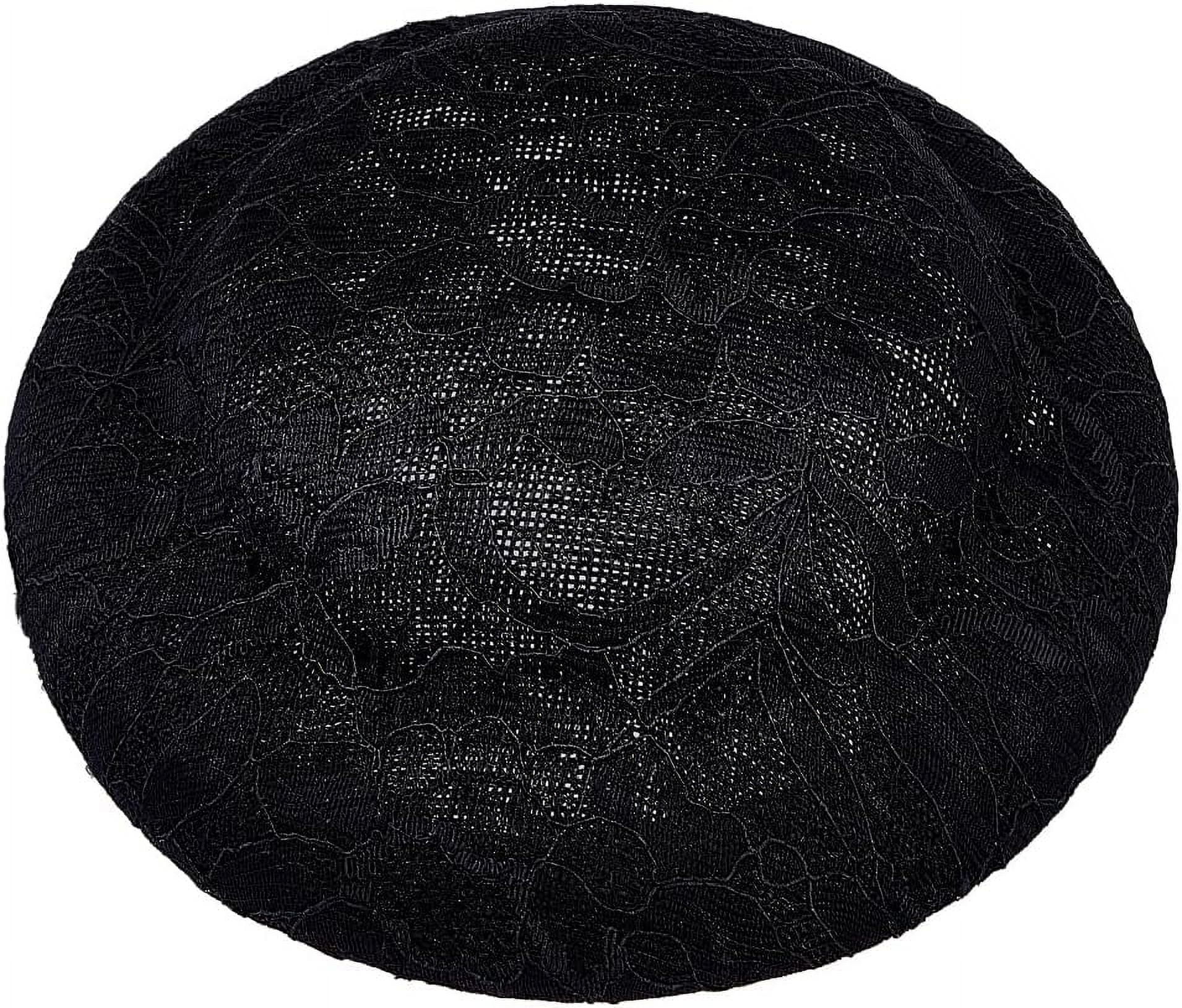 Black Linen Mesh Millinery Base with Floral Embroidery 7inch Vintage ...