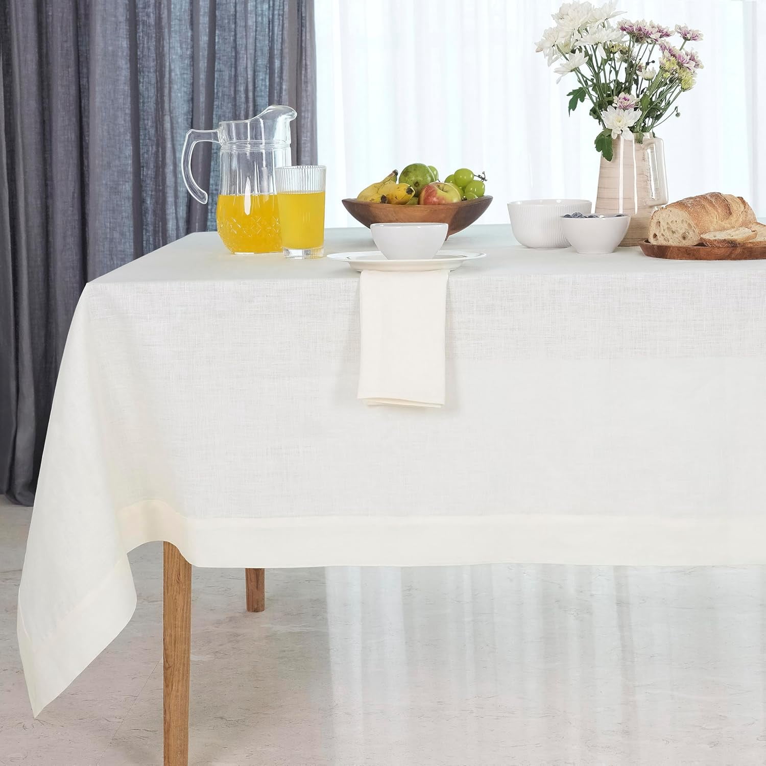 Linen Tablecloth x - Pure Linen Tablecloth for Rectangle Tables ...
