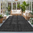 Black Linen Washable Living Room Rugs 5'x8', Rustic Boho Natural Luxury ...