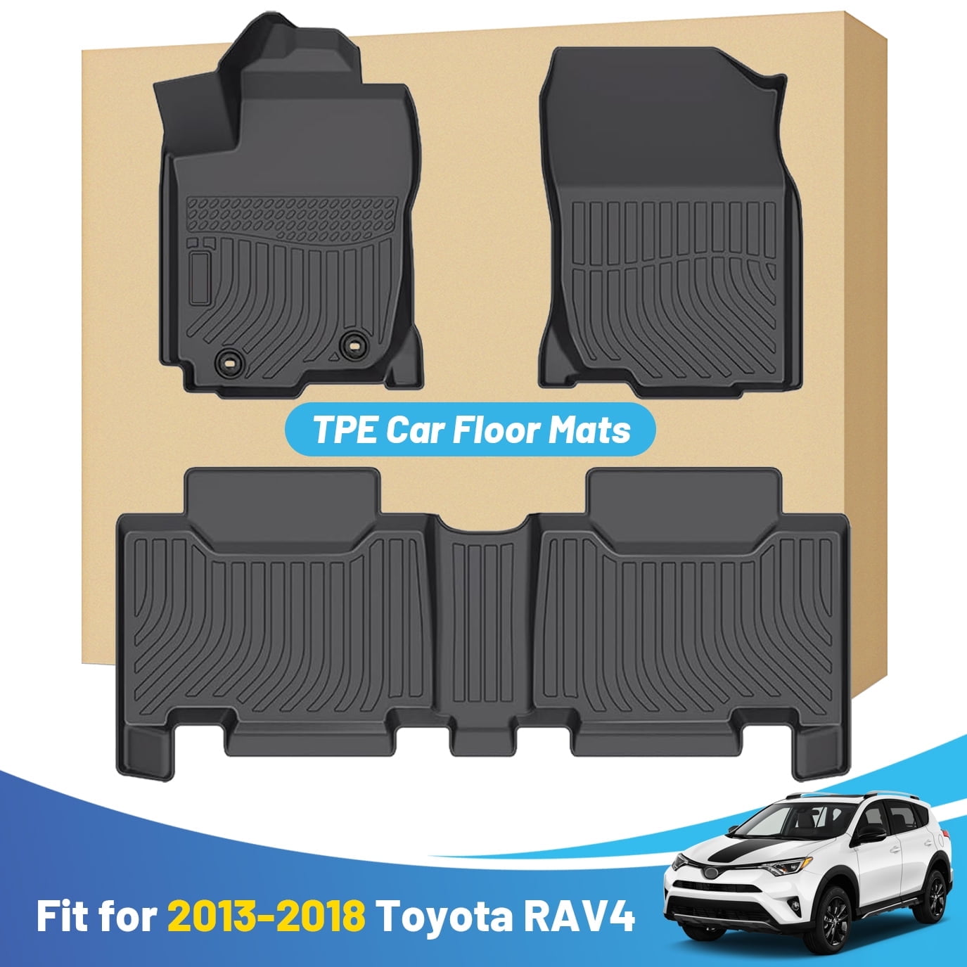 Black Liners Replacement for Floor Mats Toyota RAV4 2014 2015 2016 2017 ...