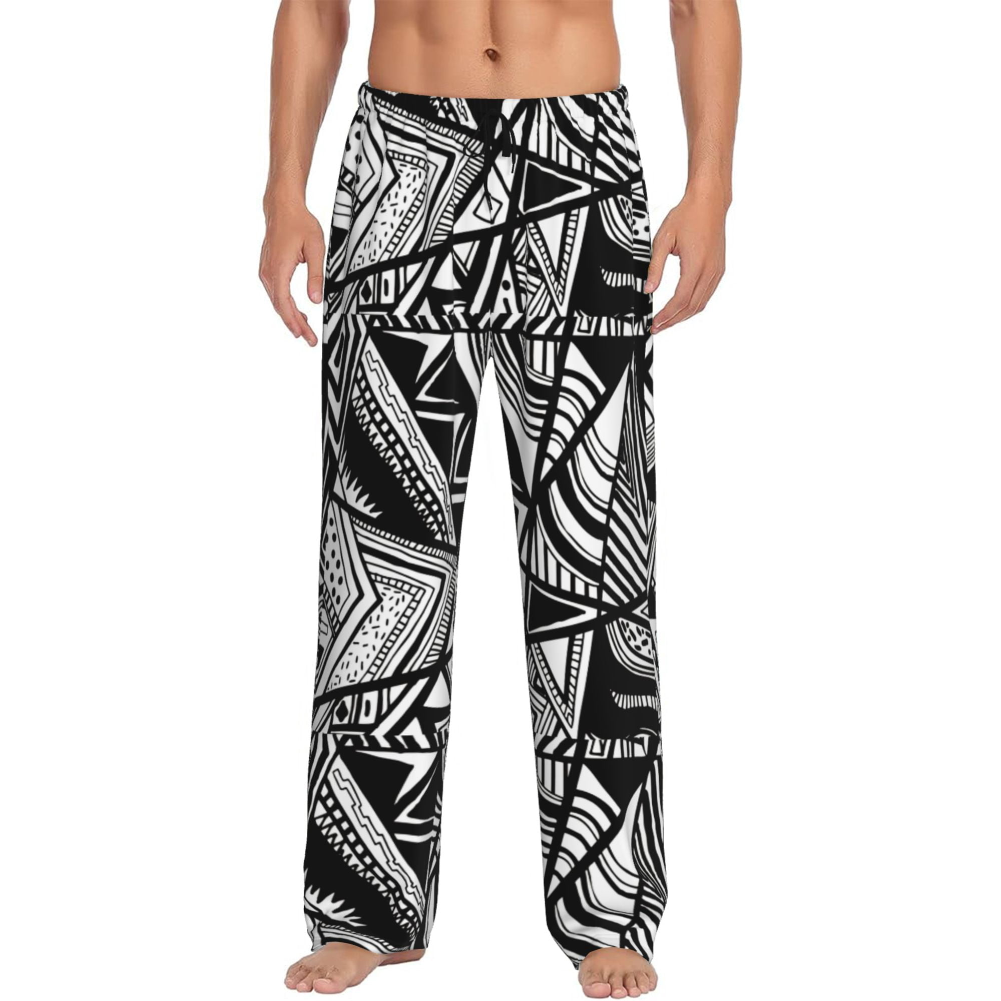 Black Lines And Patterns Men'S Pajama Pants,Soft Lounge Pajama Pants ...