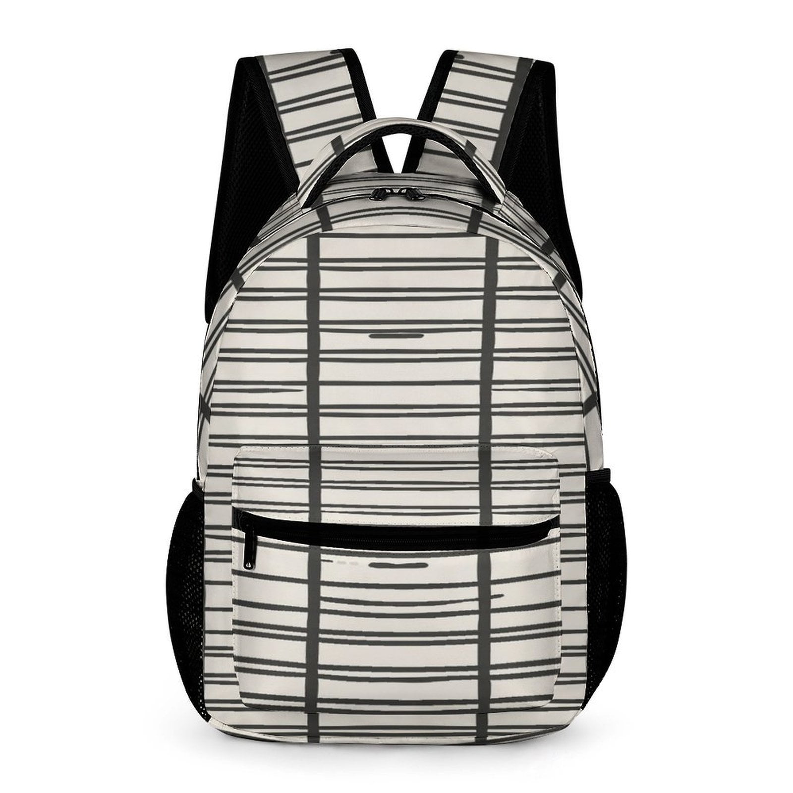 Black Lines White Background Backpack Student Bookbag School Bag Laptop ...