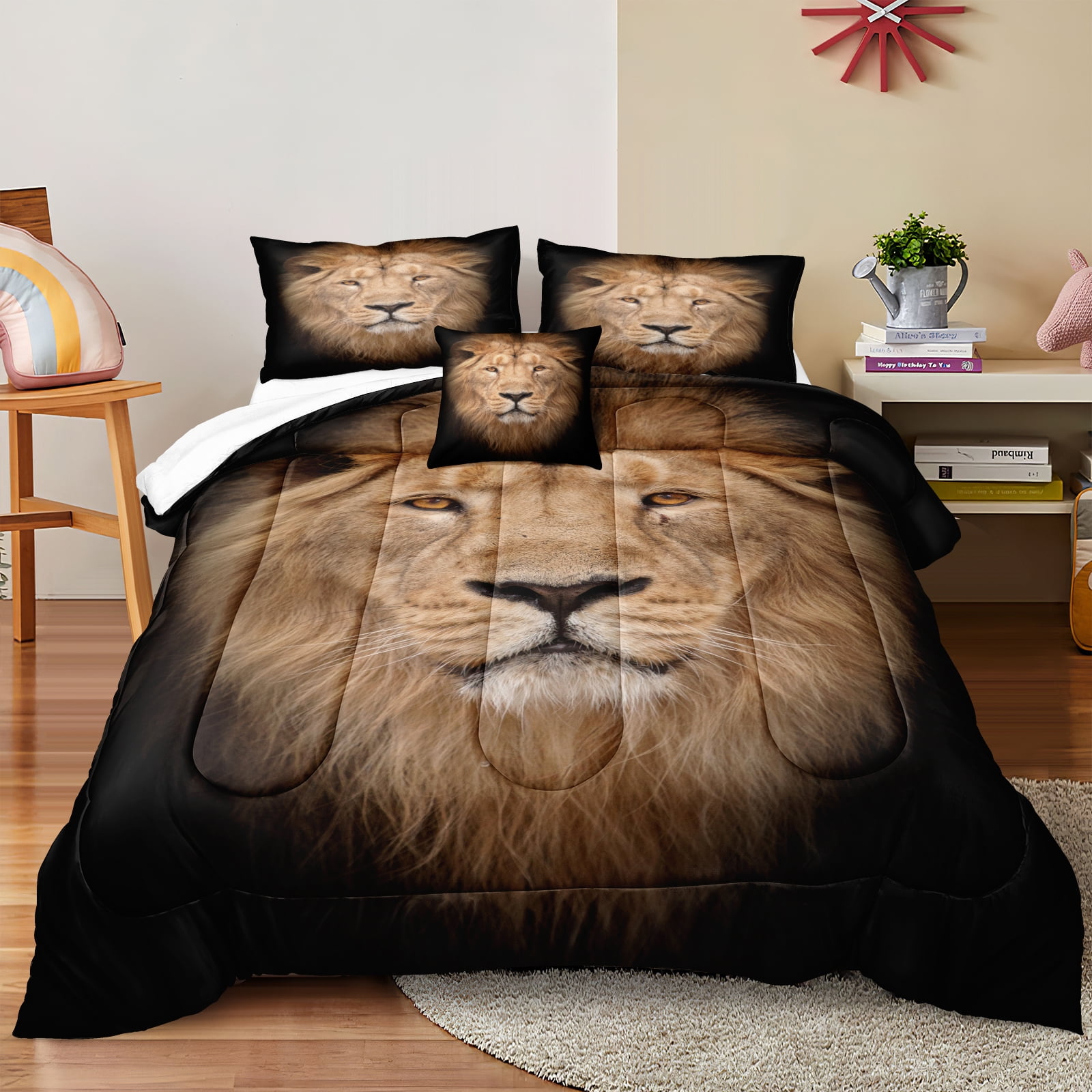 Black Lion Comforter Set African Animal Bedding Comforter 3D Lion ...