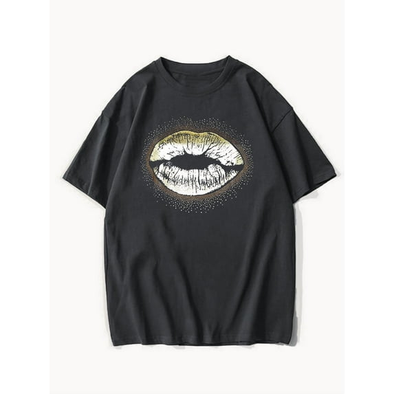 Black Lips Print Tee - Walmart.com
