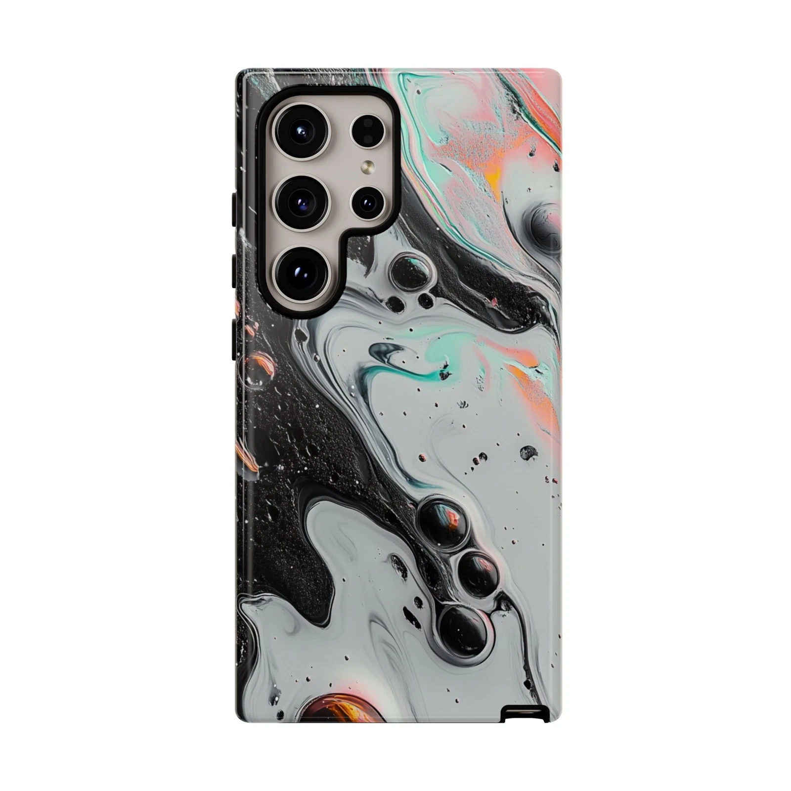 Black Liquid White Paint Protective Case for iPhone 11 up to 17 Pro Max ...