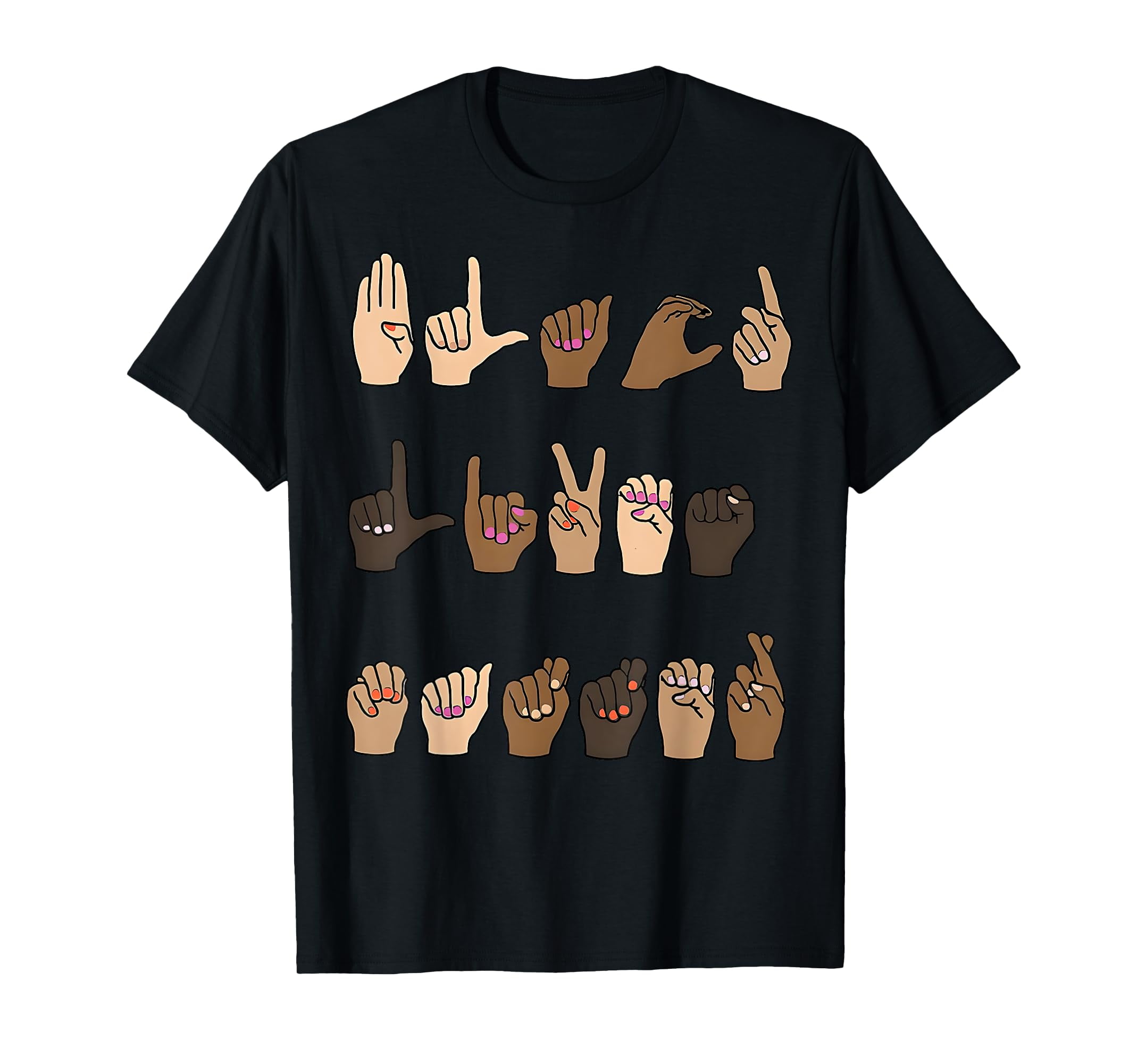 Black Lives Matter ASL Sign Language Hand Signs Deaf & Mute T-Shirt ...