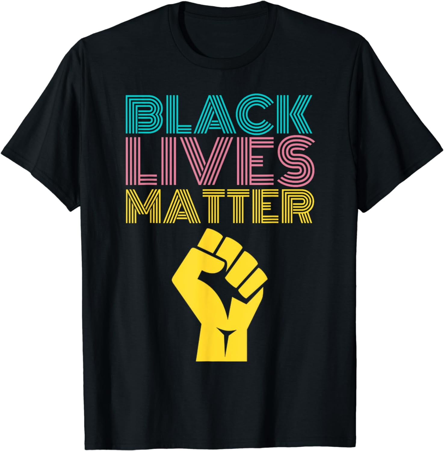Black Lives Matter Retro Classic BLM Tee With Fist Hand T-Shirt ...