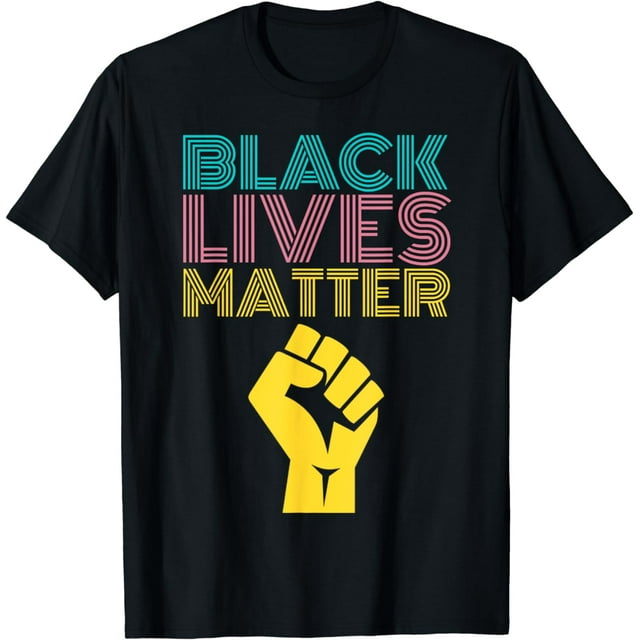 Black Lives Matter Retro Classic BLM Tee With Fist Hand T-Shirt ...
