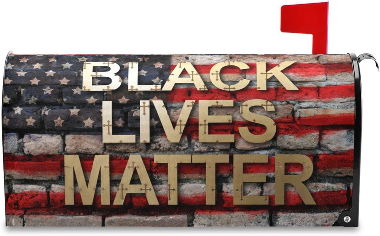 Black Lives Matter Slogan on American Flag Magnetic Mailbox Cover ...