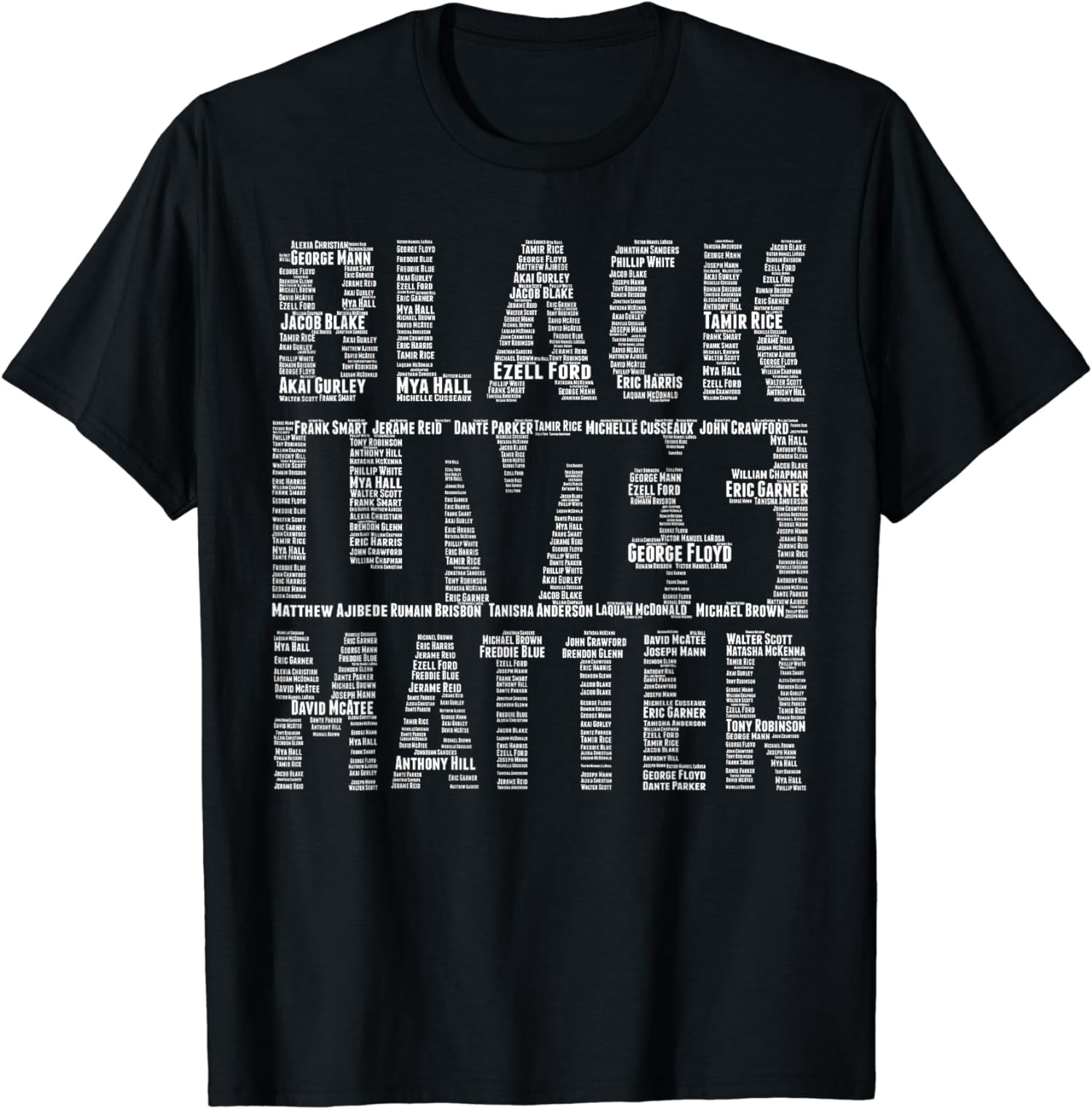 Black Lives Matter With Names Of Victims - BLM T-Shirt - Walmart.com