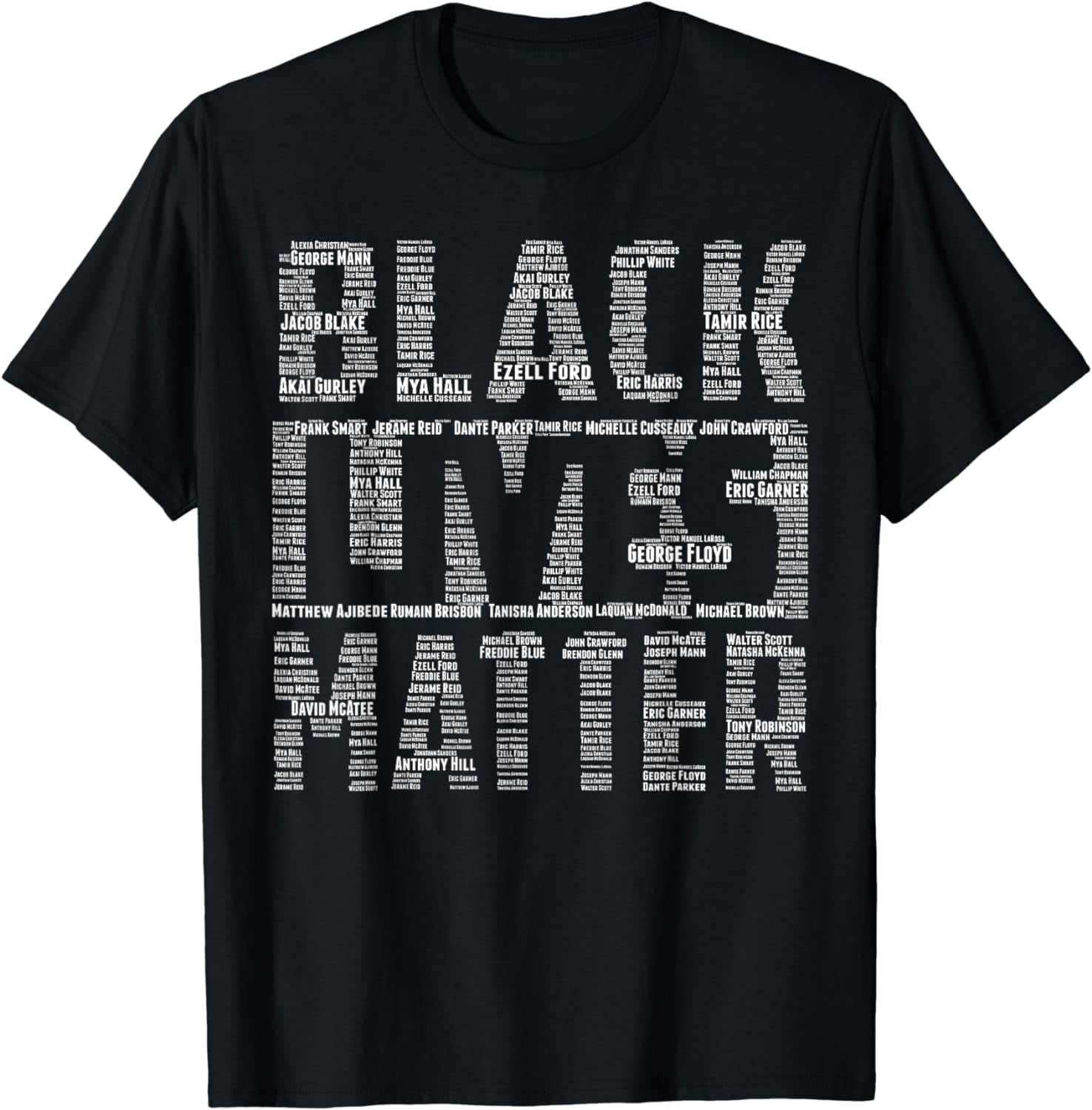 Black Lives Matter With Names Of Victims - BLM T-Shirt - Walmart.com