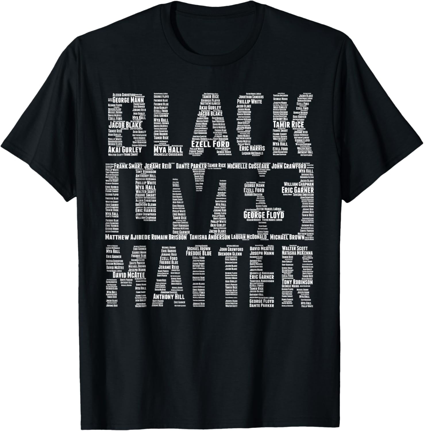 Black Lives Matter With Names Of Victims - BLM T-Shirt - Walmart.com