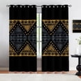 Black Living Room Blackout Curtains, Abstract 3D Black Gold Geometric ...