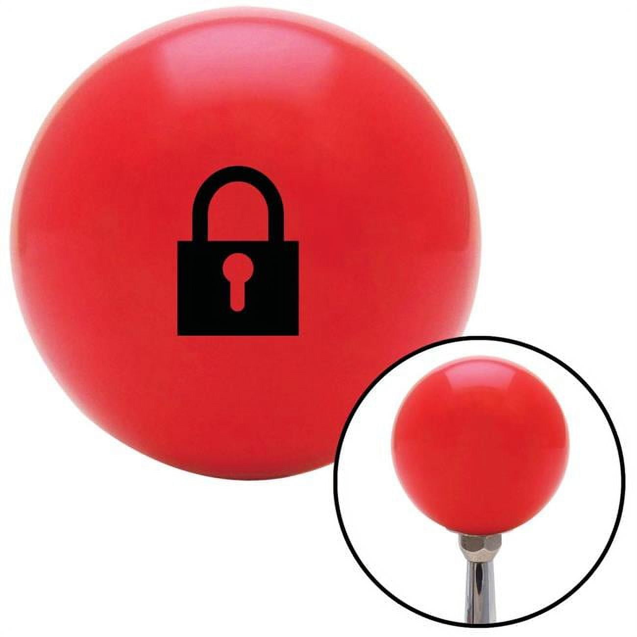 Black Lock Symbol Red Shift Knob with M16 x 1.5 Insert Shifter Auto ...
