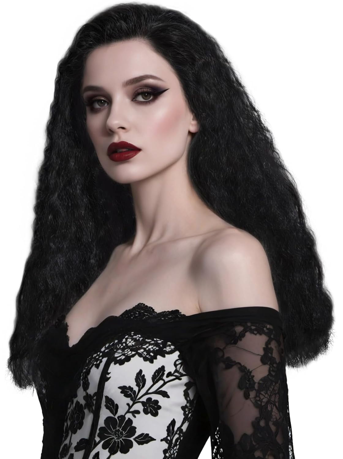 Black Long Curly Wig Halloween Witch Wigs Anime Cosplay Crazy Wigs Old ...