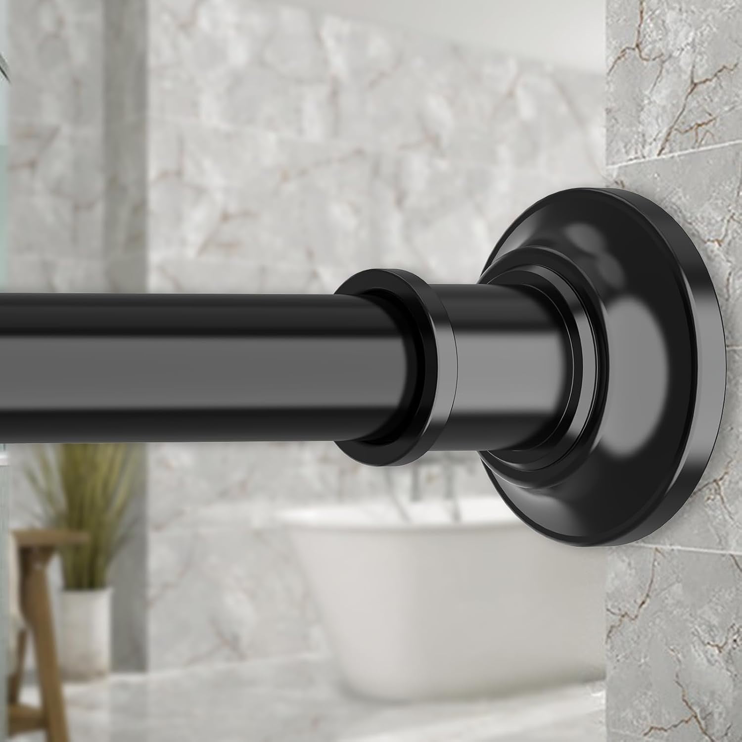 Black Long Curtain Rod Tension Shower Curtain Rods 30 to 120 inch ...