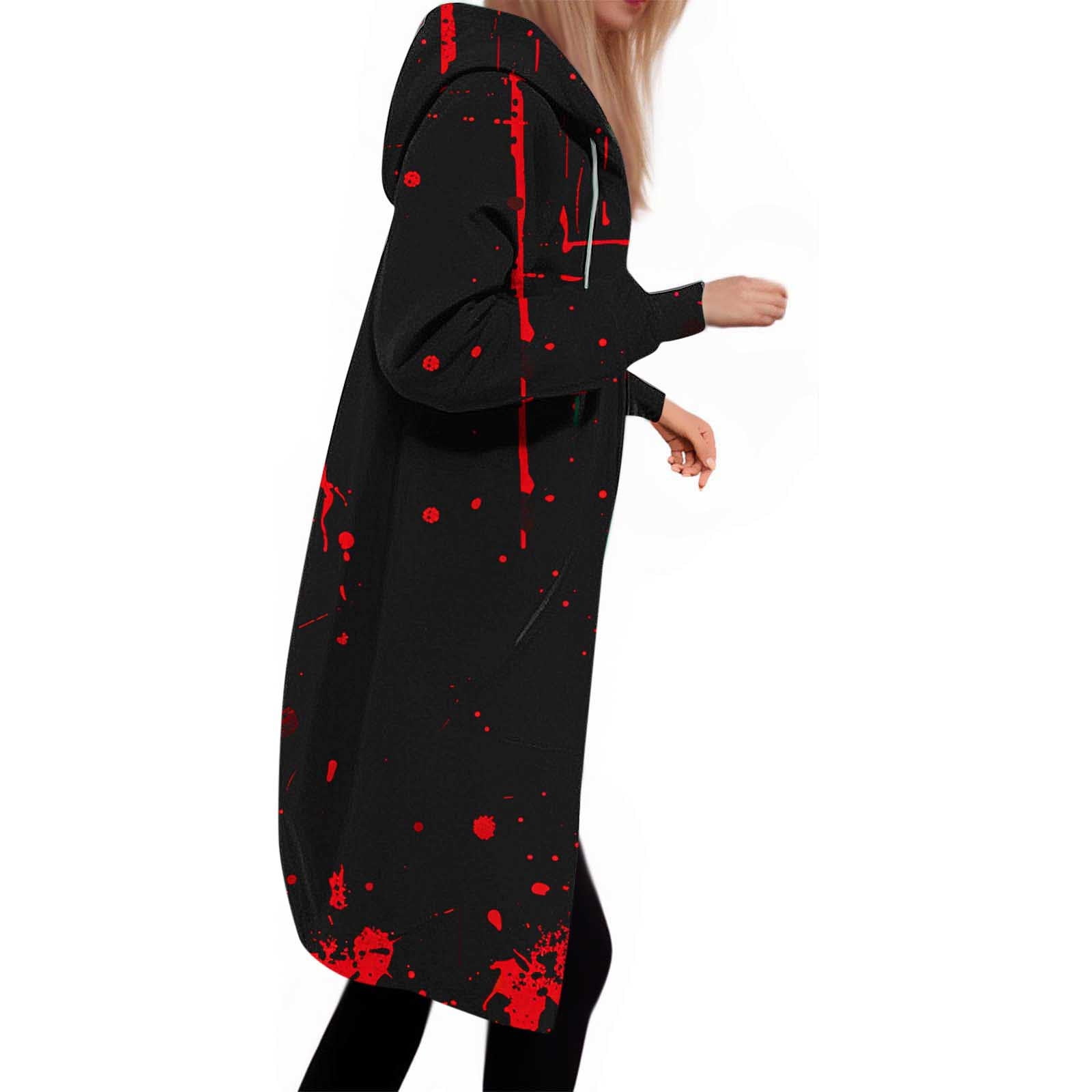 Black Long Sleeve Jacket for Women Winter Fall Print Happy Festival ...