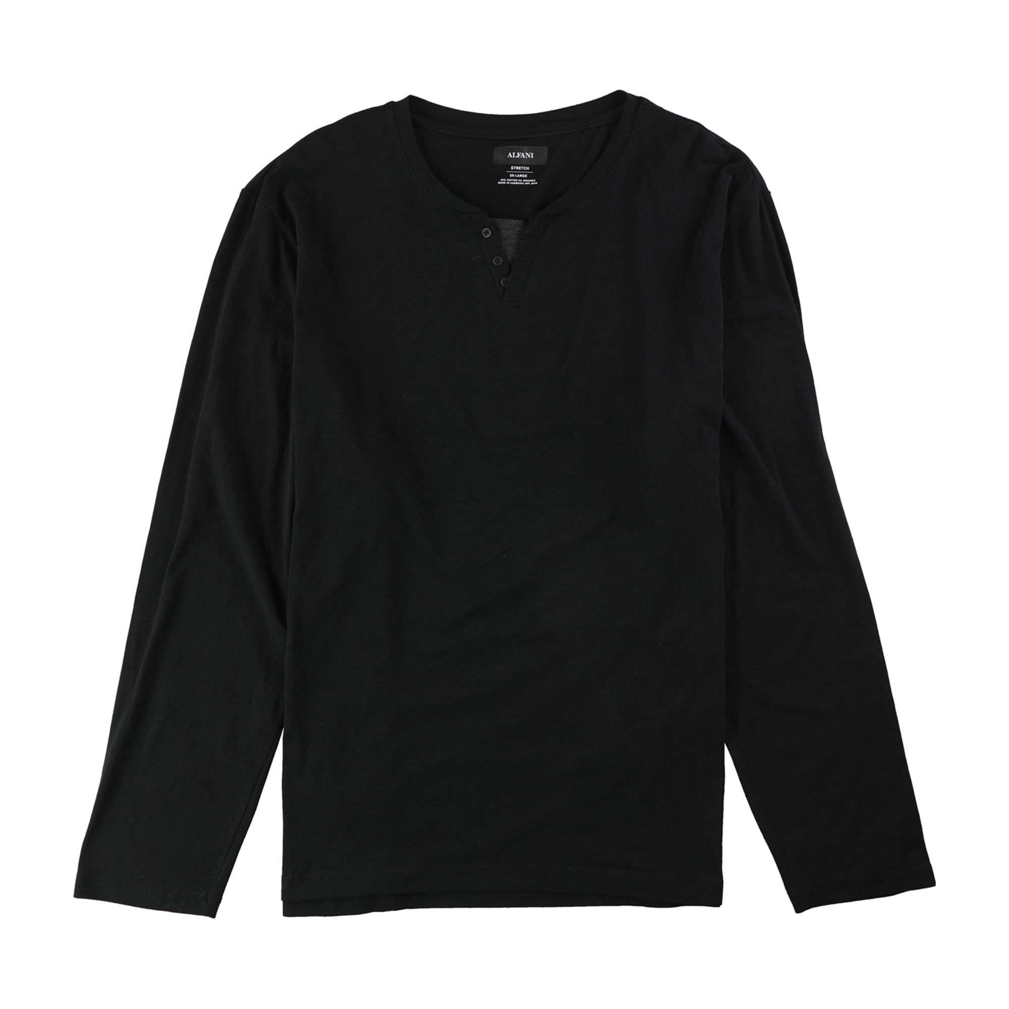 Black Long-Sleeve Split Crew Neck Shirt L - Walmart.com