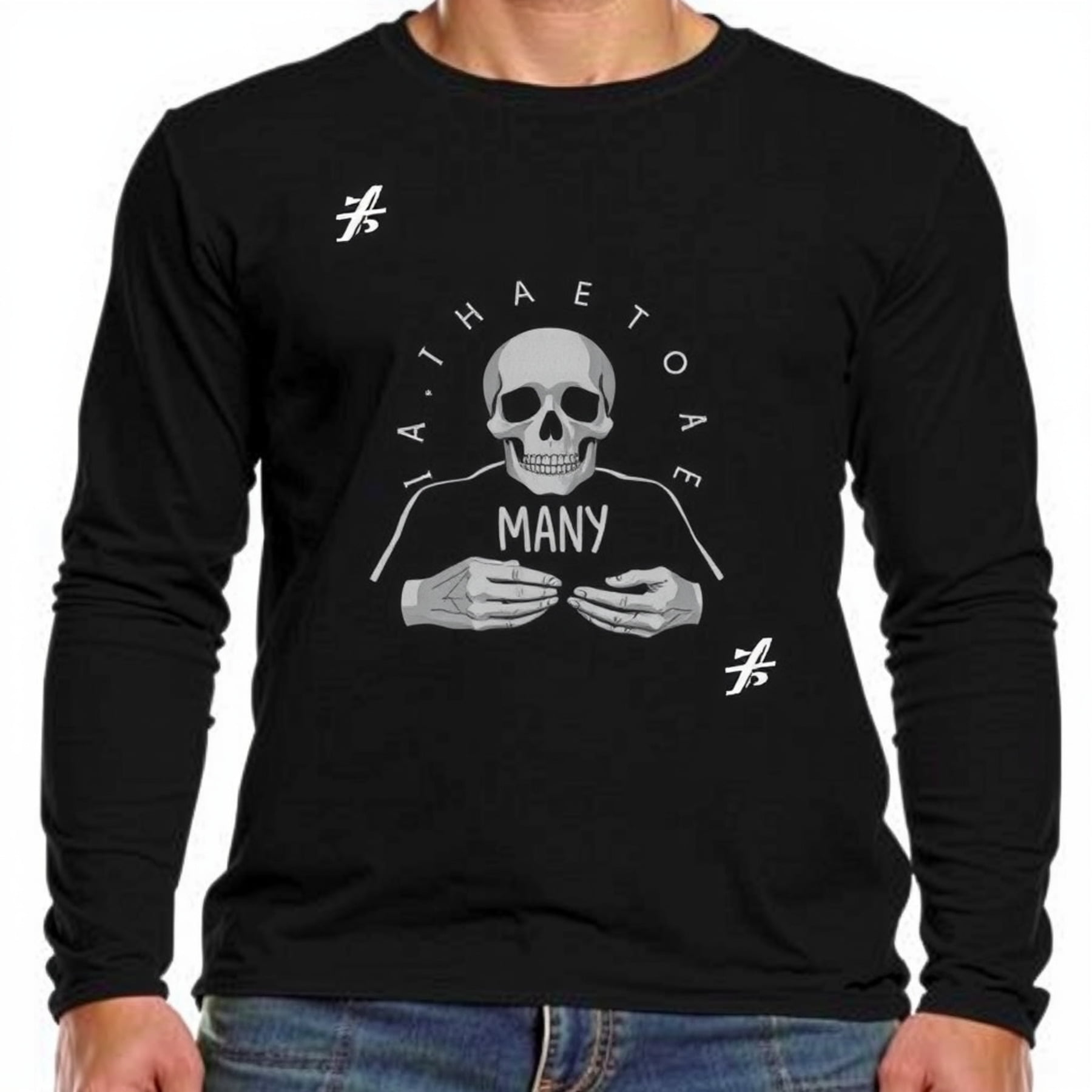 Black Long Sleeve T-Shirt with 'MANY' Shirt Unique Gesture I A T H A E ...