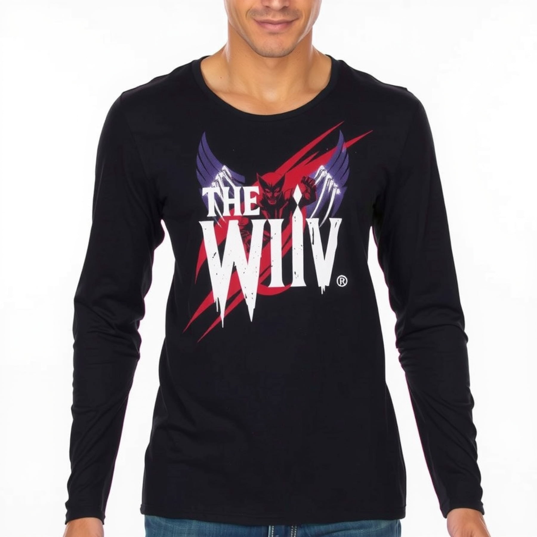 Black Long Sleeve T-Shirt with 'The Wiiv' Graphic Design - Bold Text ...