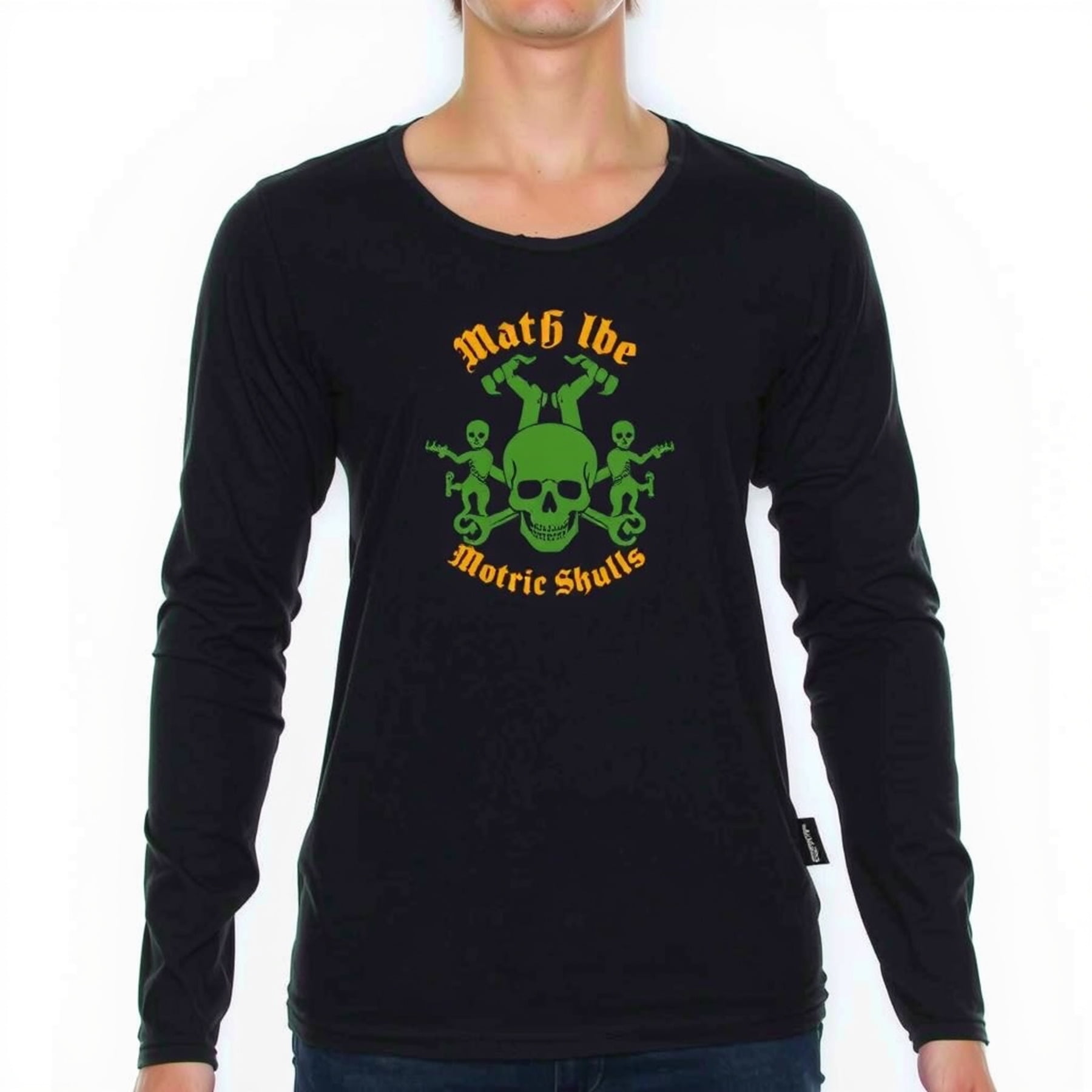 Black Long Sleeve T-Shirt with Vibrant Green Graphic and 'Math be ...