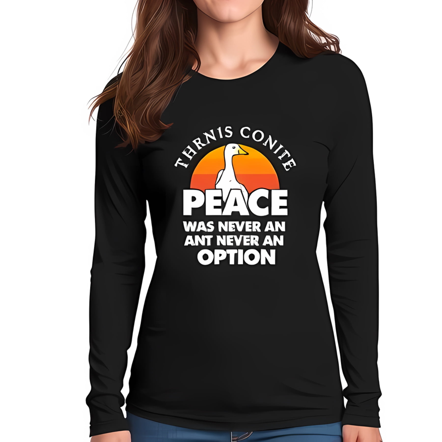 Black Long Sleeve T-Shirt with Vibrant Sunset White & Humorous Conflict ...