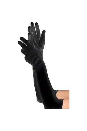 Long Black Leather Gloves