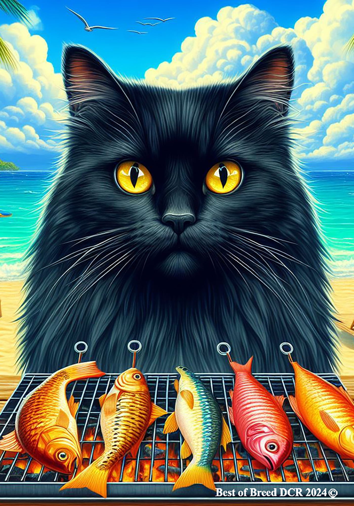 Black Longhaired Cat - Best of Breed DCR Summer Garden Flag - Walmart.com