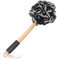 Black Loofah on a Stick PE Soft Mesh Luffa with Non-Slip Wooden Handle ...