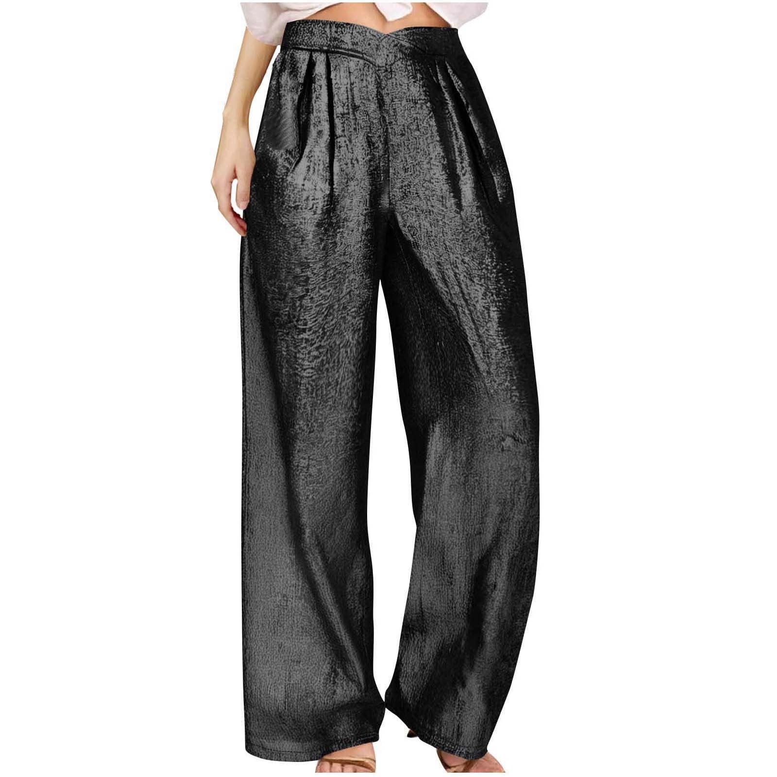 Black Loose Fit Pants for Women Fall Summer Lounge Sequin Bling High ...