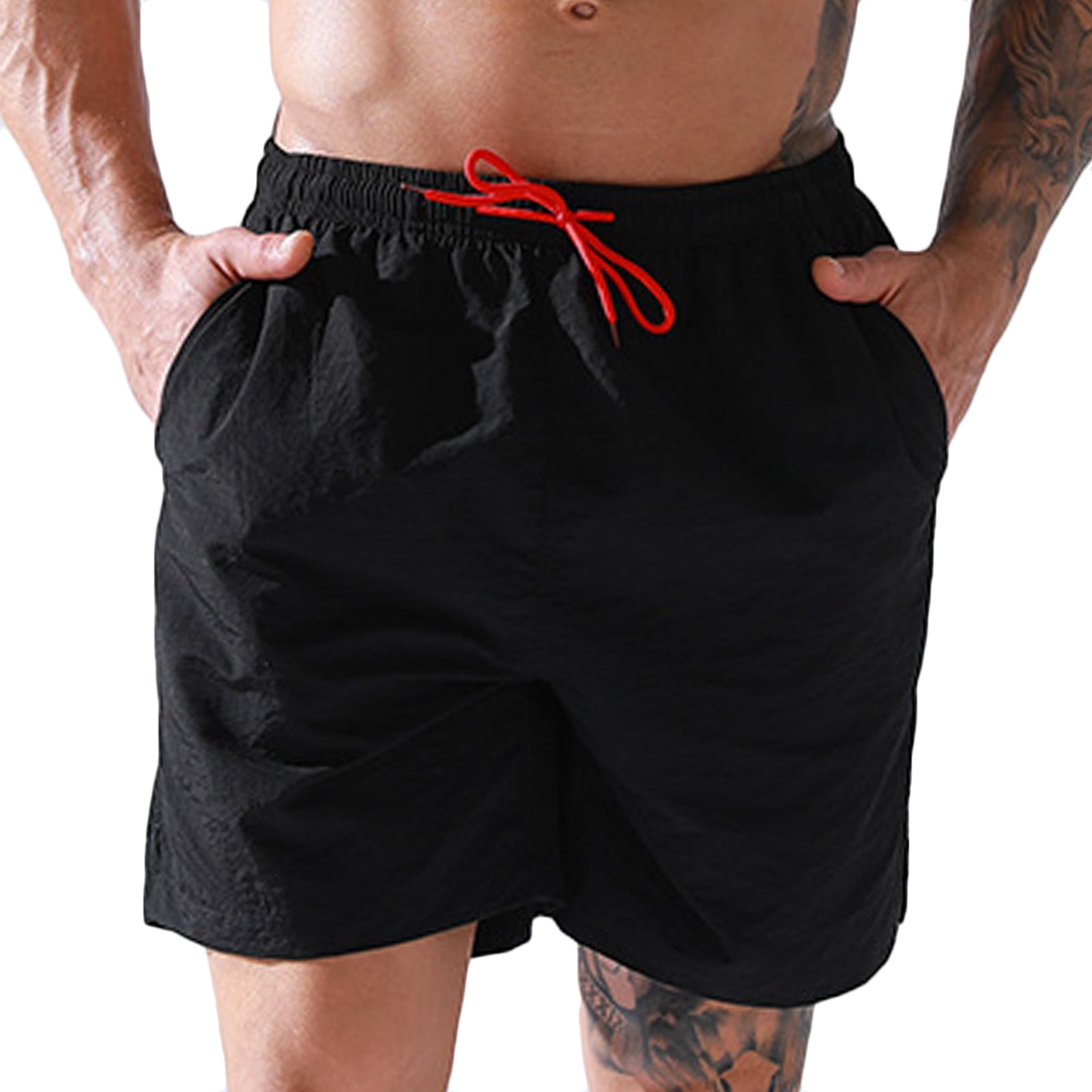 Black Loose Fit Shorts for Man Summer Fall Spandex Beach Brunch ...