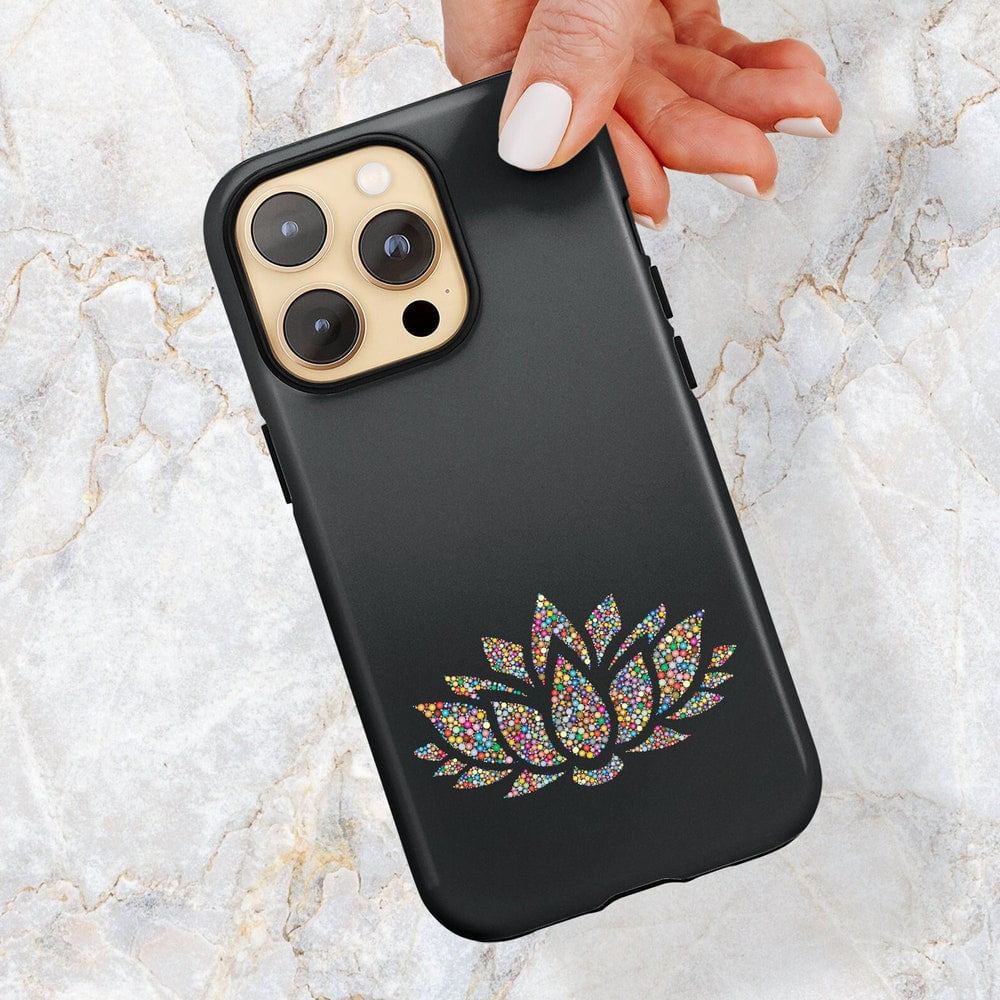 Black Lotus Flower Spiritual Mindfulness Phone Case 17 16 15 14 13 12 ...
