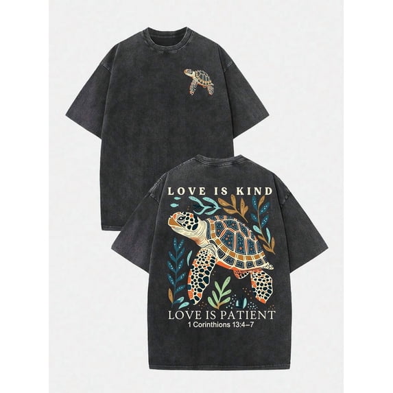 Black Love Is Kind Patient Turtle Retro Distressed Oversized Graphic ...