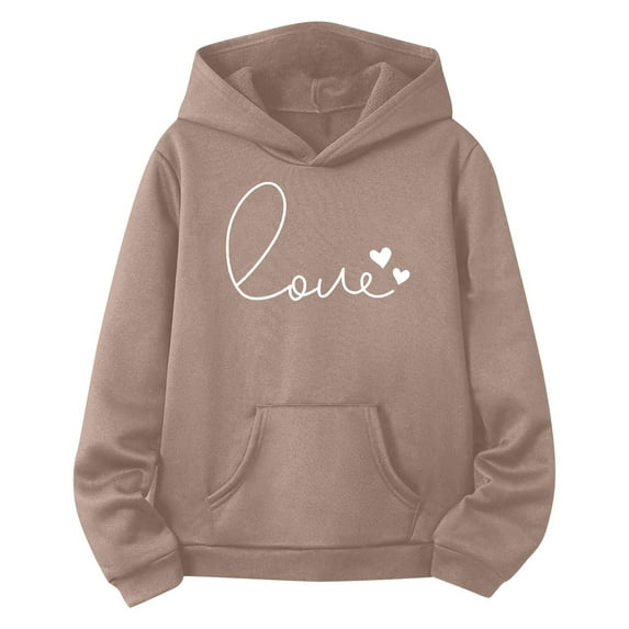 Black Love Letter Print Hoodie Pullover for Teens and Adults, Warm Long ...