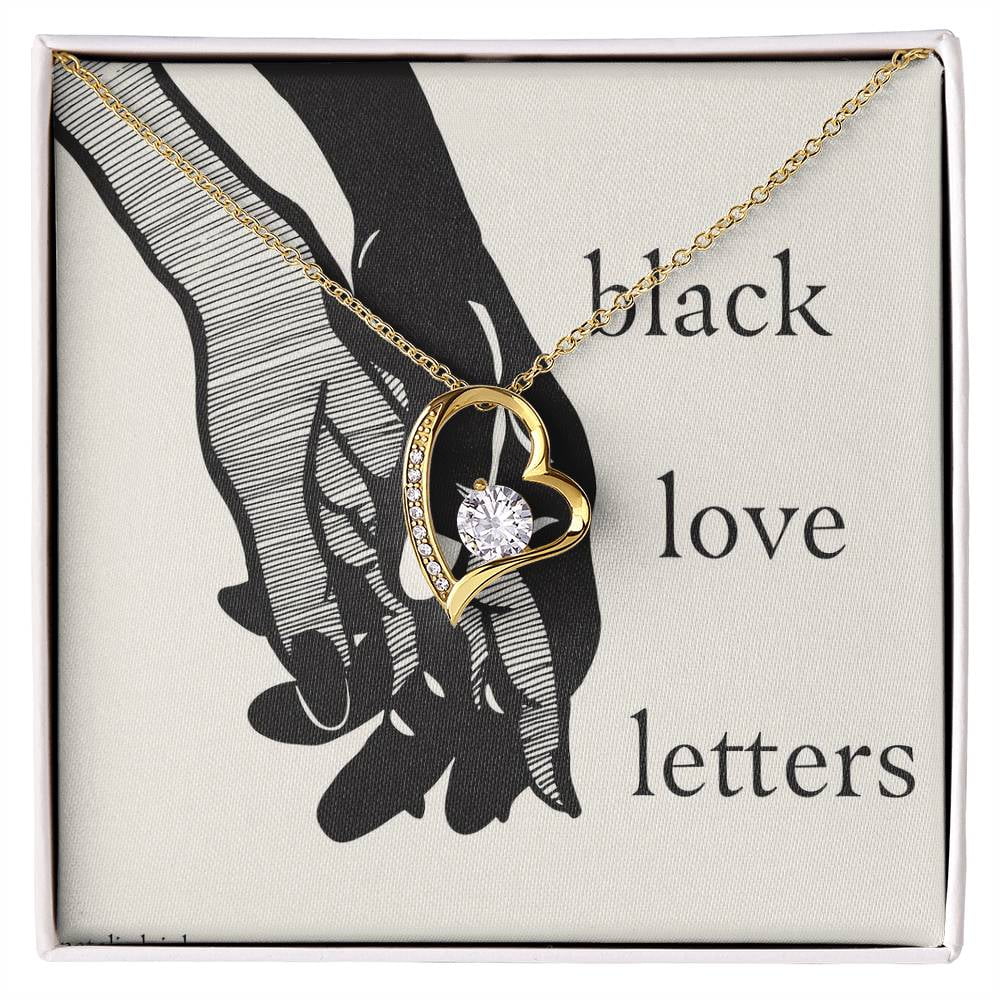 Black Love Letters - Gift For Her - Forever Love Necklace - 14k White ...
