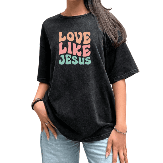 Black Love Like Jesus Retro Color Washed T-Shirt Christian Faith ...
