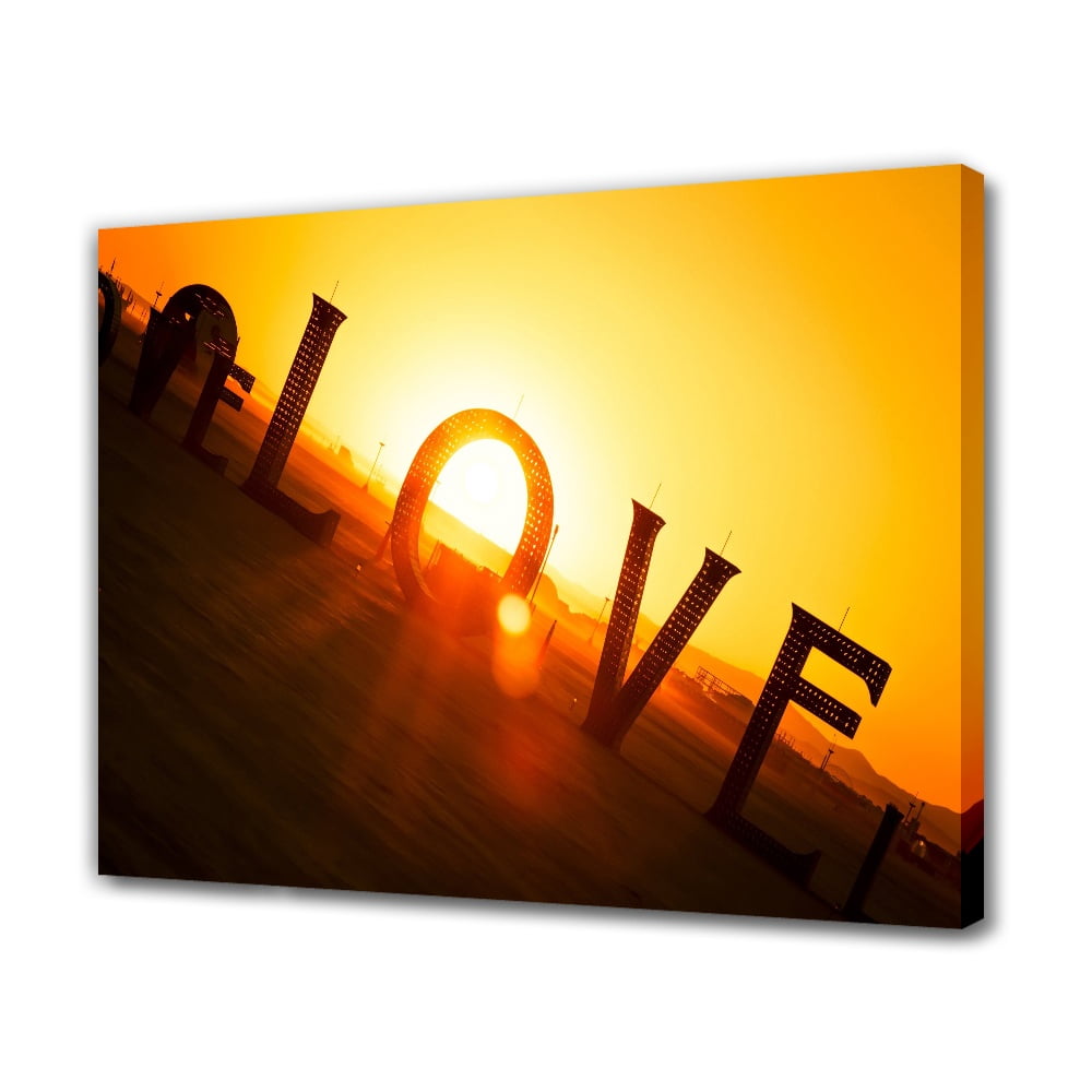 Black Love Metal Standee During Sunset Canvas Poster Bedroom Decor ...