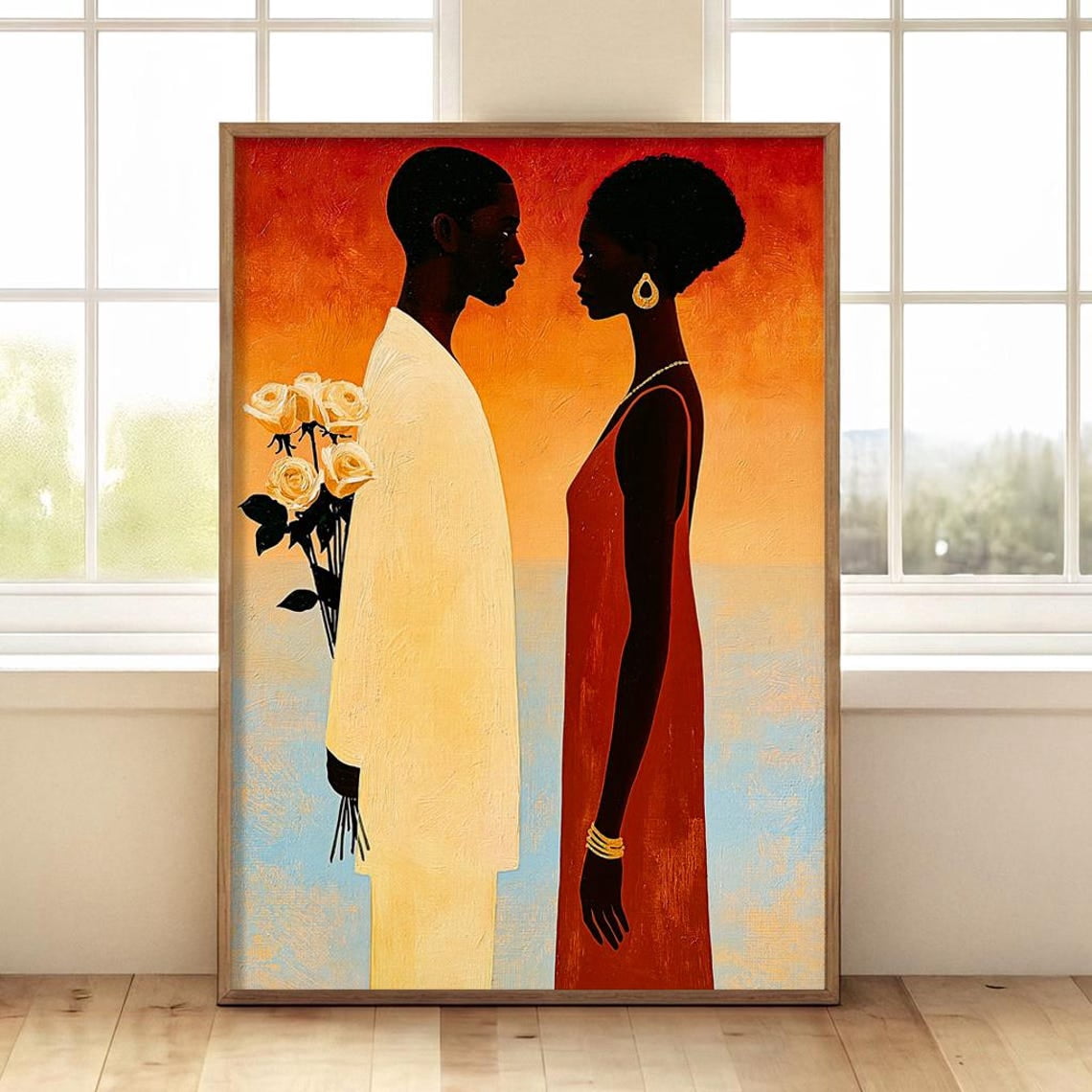 Black Love Romantic Minimalist Living Couple Anniversary Poster ...
