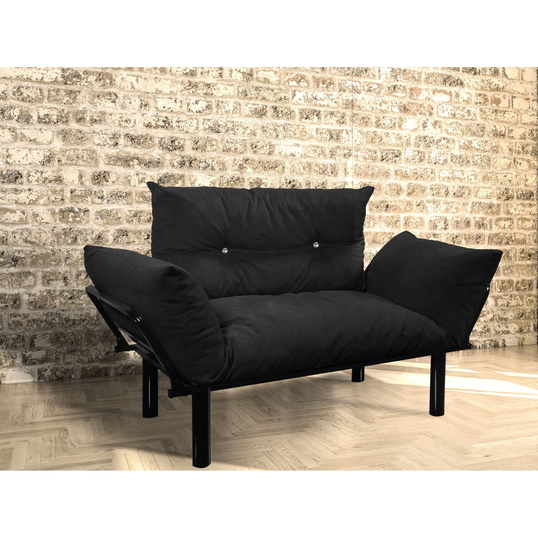 Black Love Seat for Small Spaces - High Legs for Convenient Cleaning ...